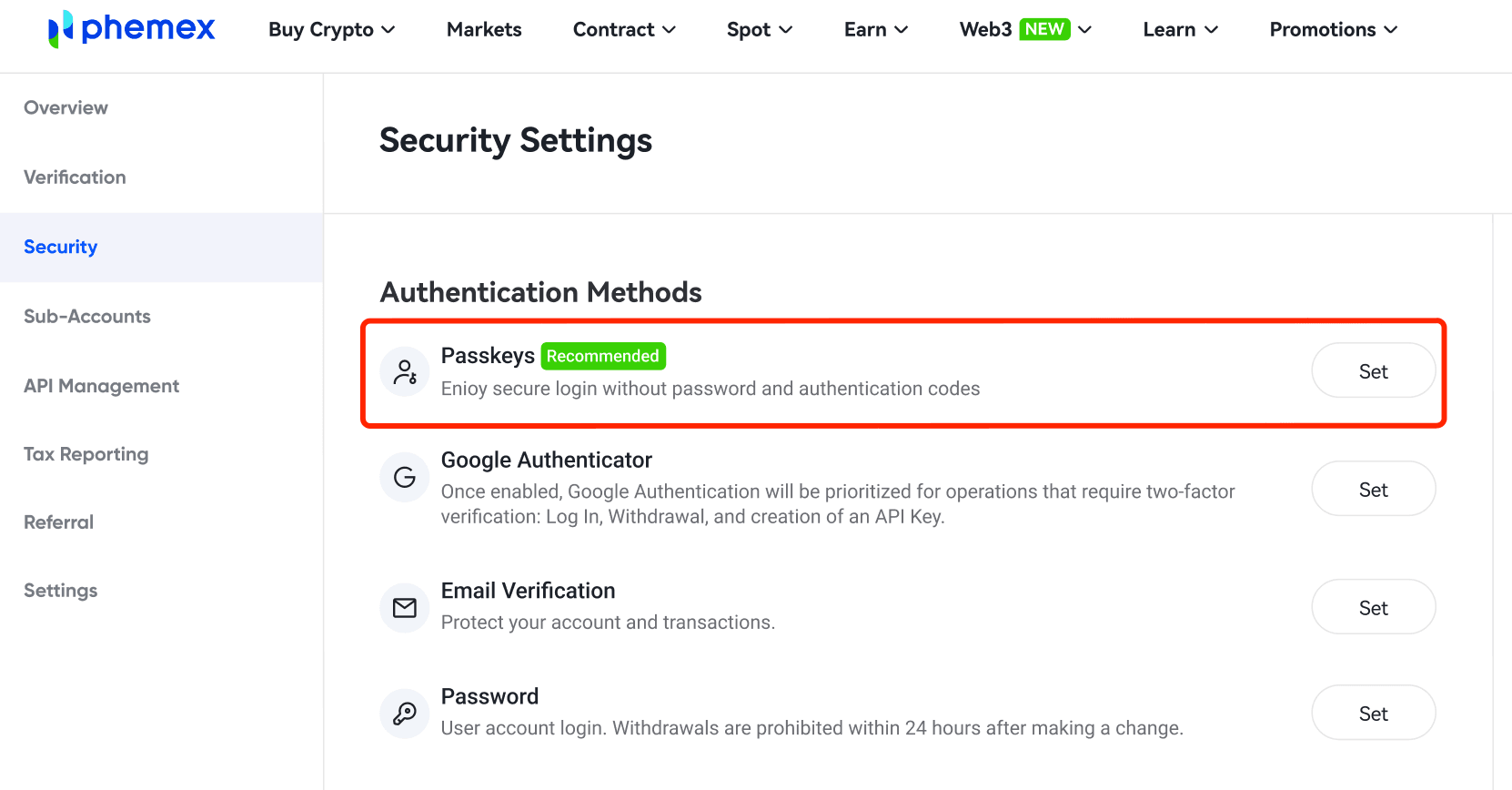 How Do I Create Passkeys Web Phemex