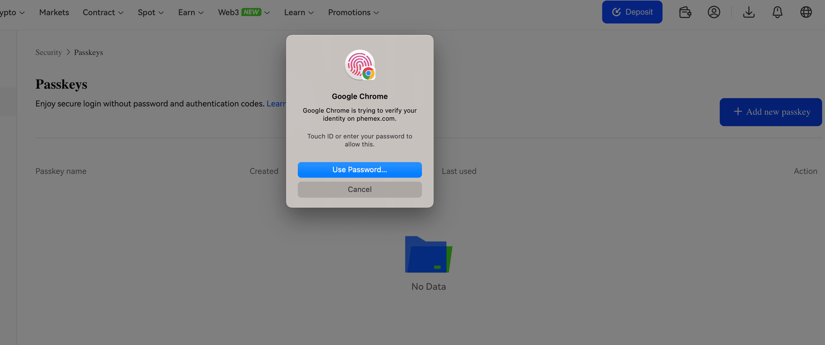 How Do I Create Passkeys?(Web) - Phemex