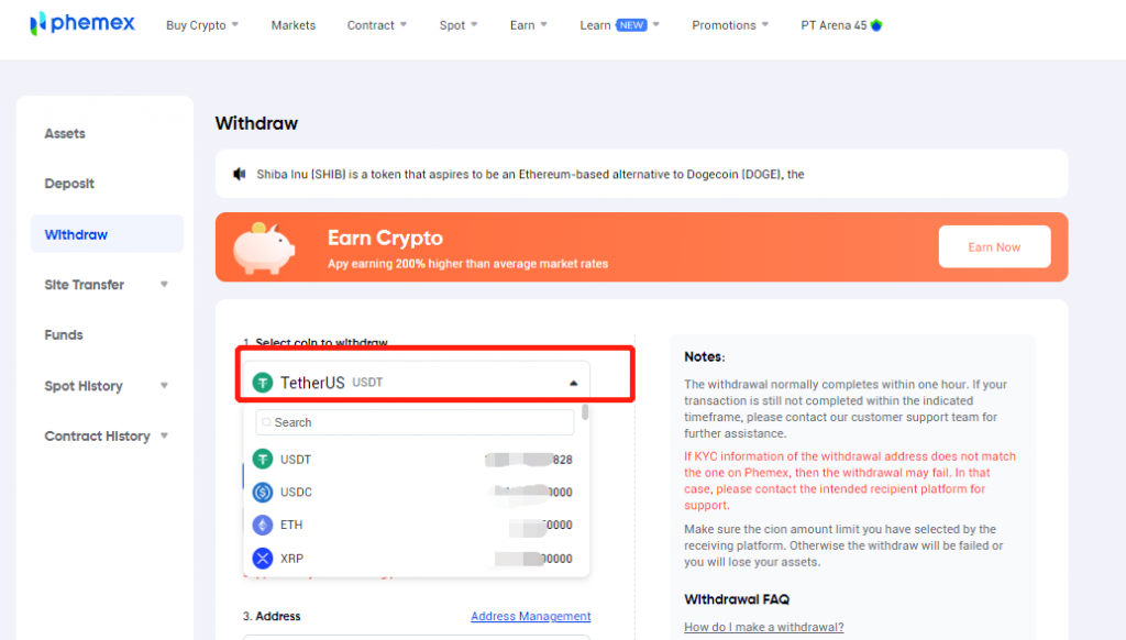 How do I Make a Withdrawal? (Web) - Phemex
