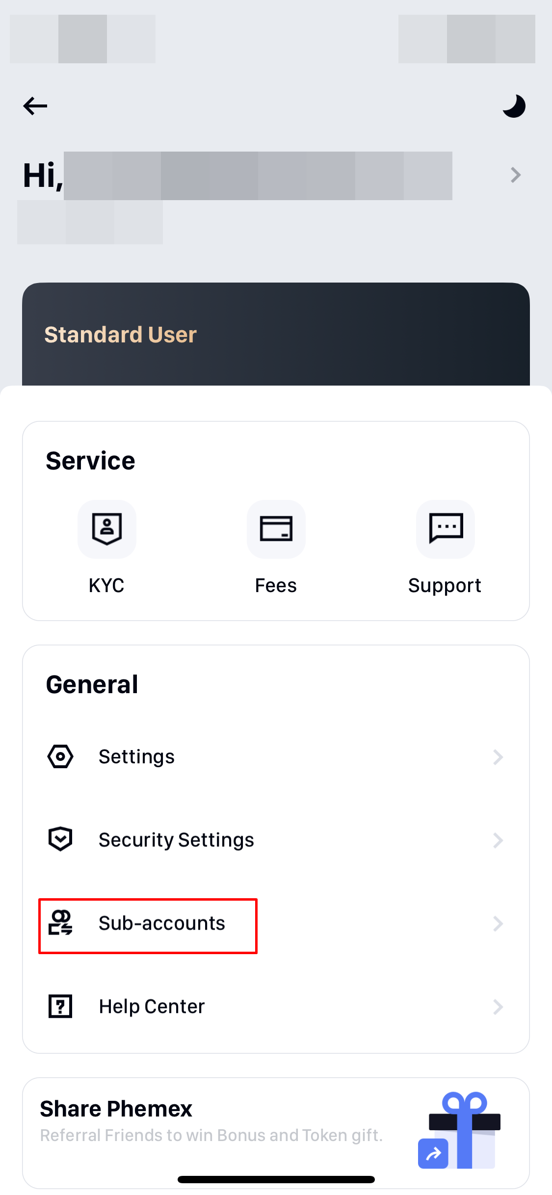 How do I fund my Sub-Accounts (APP) - Phemex