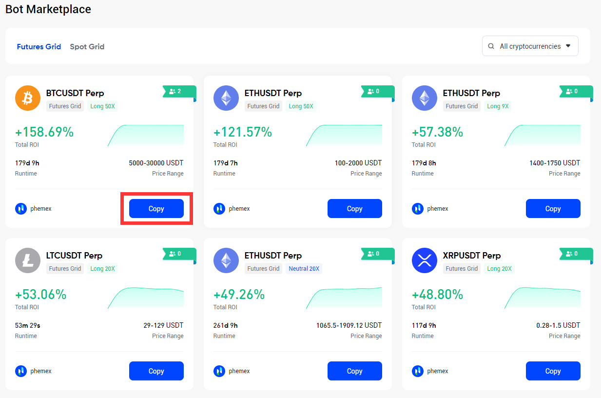 How to Use Futures Grid Trading Bots on Phemex? (Web) - Phemex